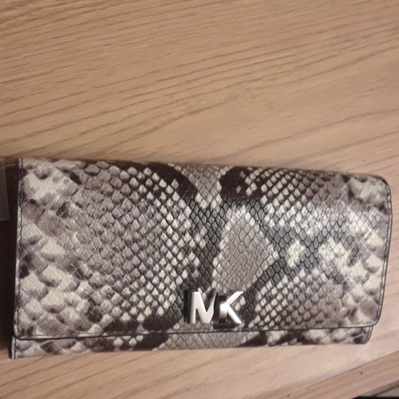 Michael Kors | Bags | Mk Luxe Python Embossed Leather Carry All Wallet ...